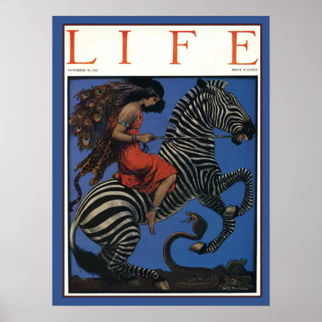 Vintage Zebra Art Nouveau Woman Poster | Zazzle