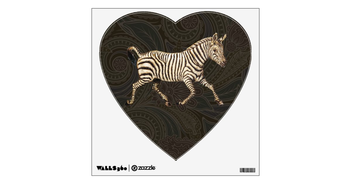 Vintage zebra running with paisley design wall sticker | Zazzle