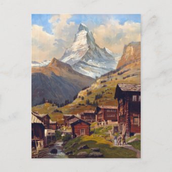 Vintage Zermatt Switzerland Matterhorn Travel Postcard | Zazzle