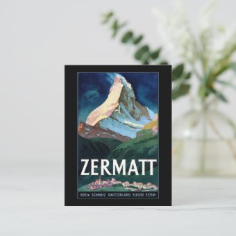 Vintage Zermatt Switzerland Matterhorn Travel Postcard | Zazzle