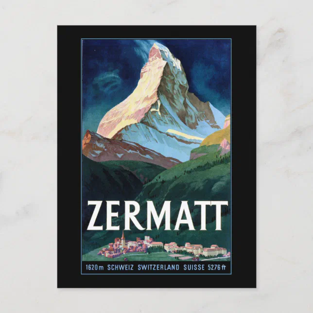 Vintage Zermatt Switzerland Matterhorn Travel Postcard | Zazzle