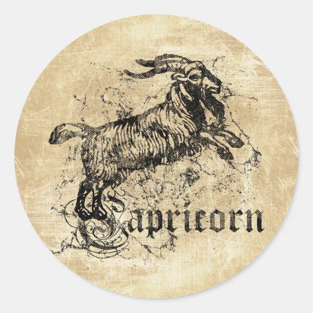 Vintage Zodiac Capricorn Classic Round Sticker Zazzle