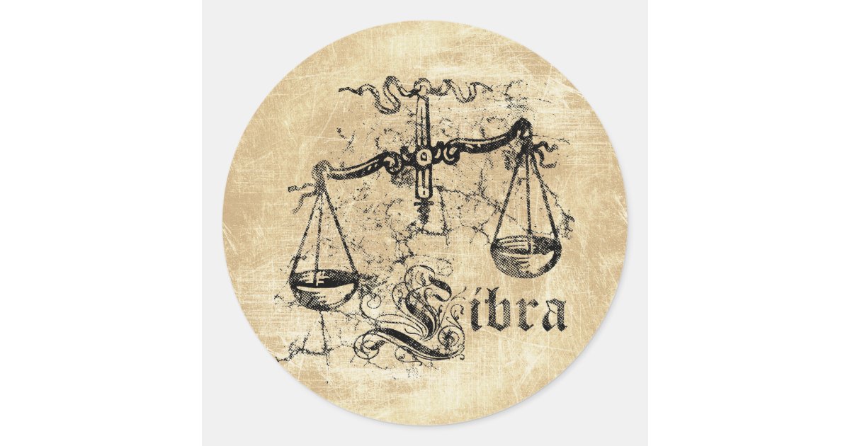 Vintage Zodiac Libra Classic Round Sticker | Zazzle