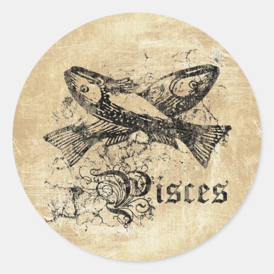 Vintage Zodiac Pisces Classic Round Sticker | Zazzle.com