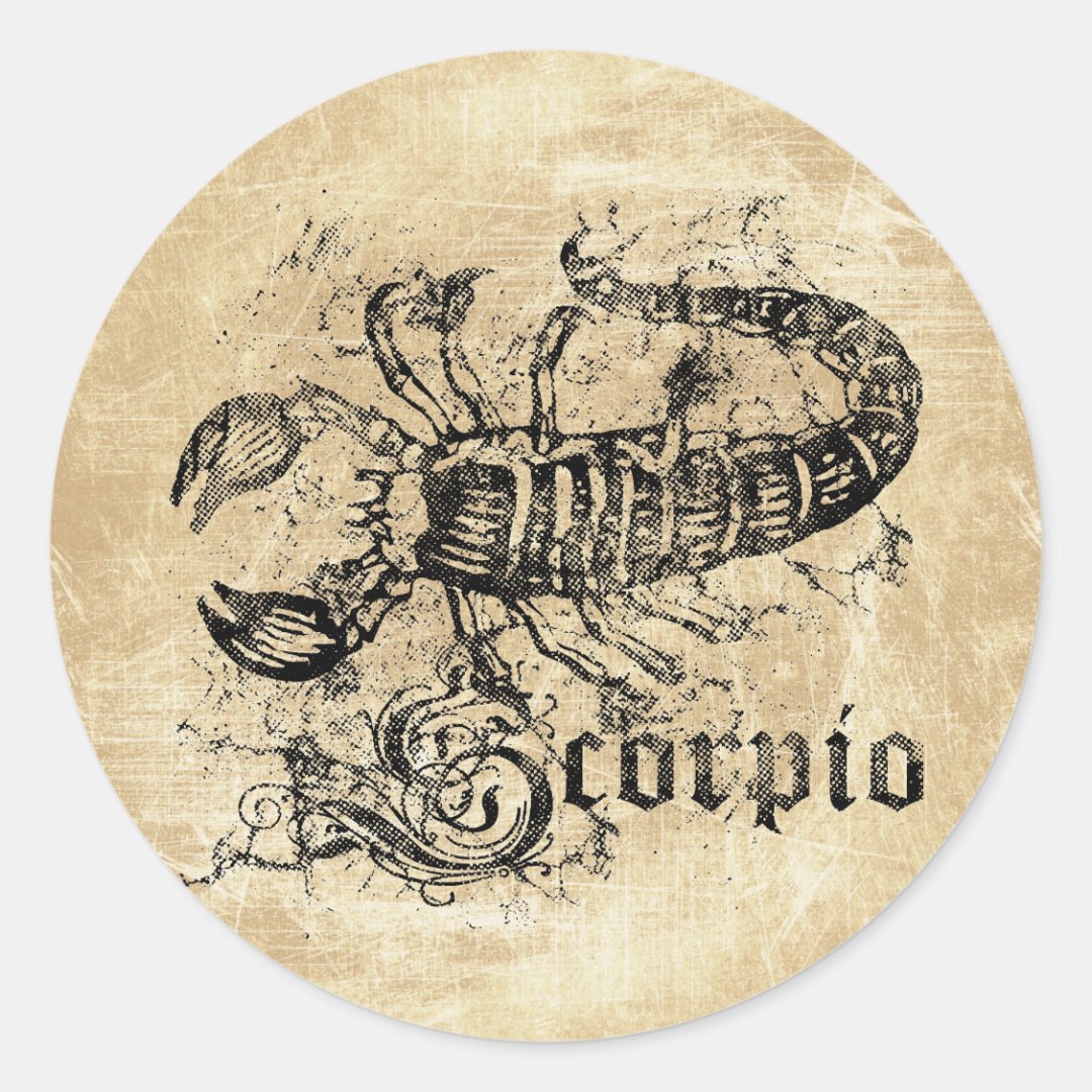 Vintage Zodiac Scorpio Classic Round Sticker | Zazzle