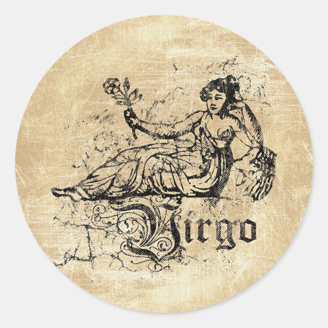 Vintage Zodiac Virgo Classic Round Sticker | Zazzle