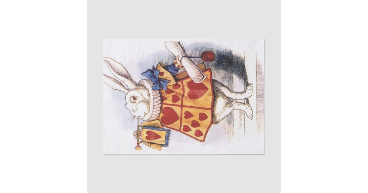 VintageAlice in Wonderland White Rabbit Decoupage Tissue Paper | Zazzle