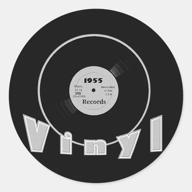 VINYL 1955 Record Label Black and Grey | Zazzle