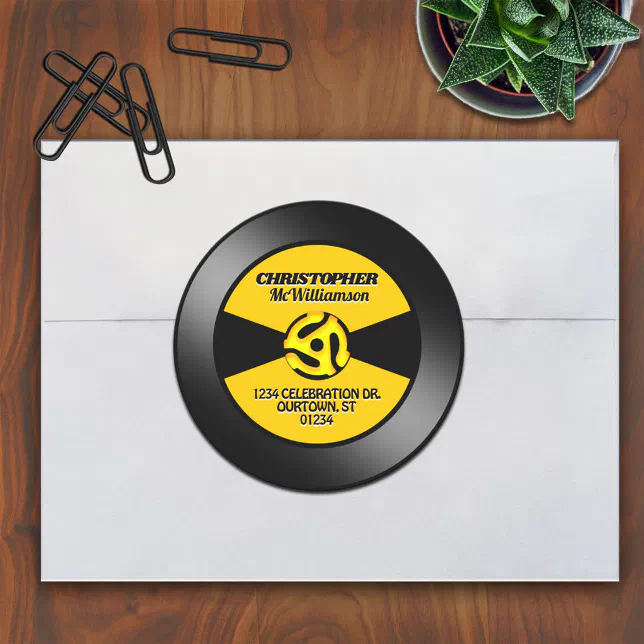 Vinyl 45 Record Label Personalized Address Sticker | Zazzle