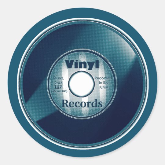 VINYL 45 RPM record, Blue Classic Round Sticker | Zazzle.com