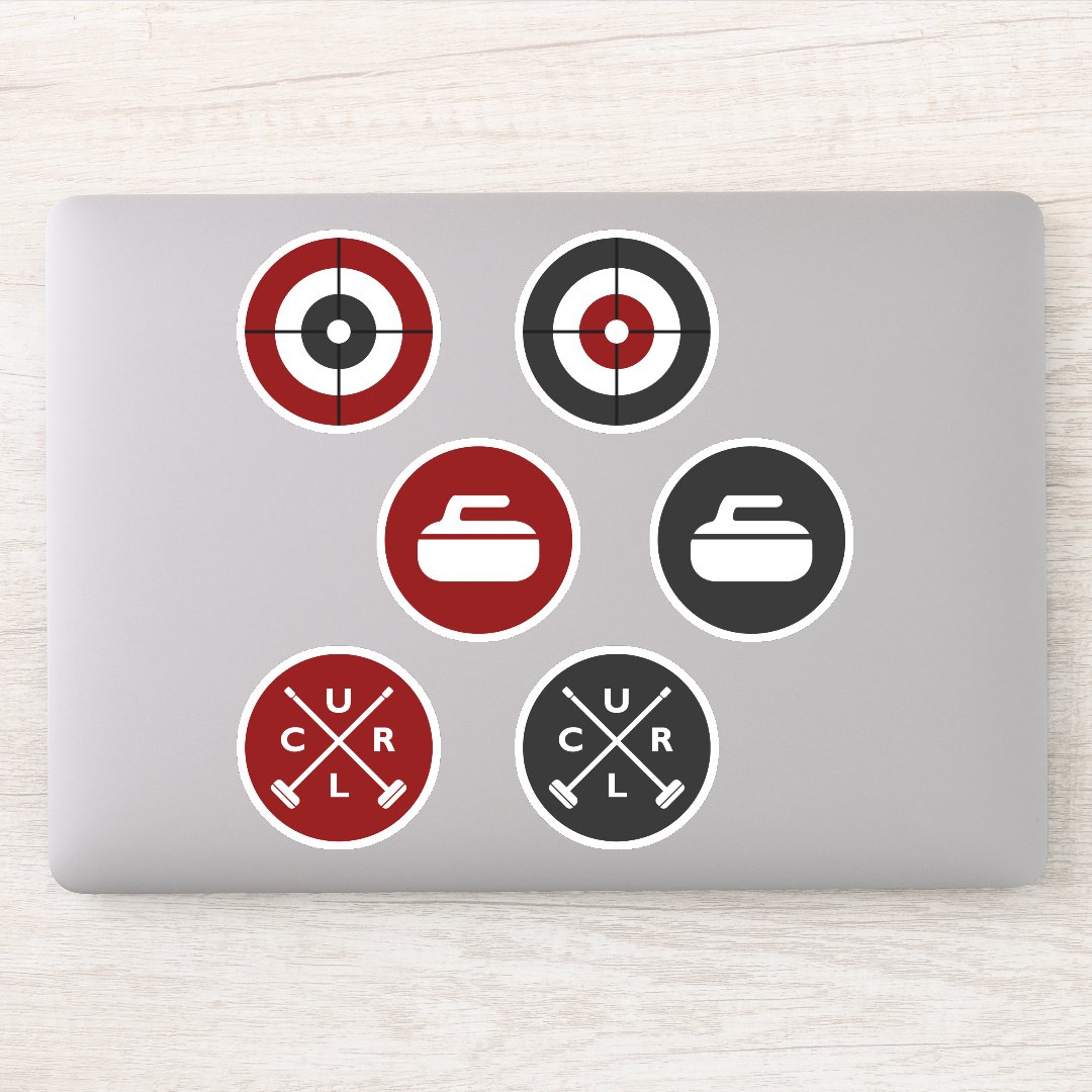 Vinyl Curling Stickers - Red/Charcoal | Zazzle