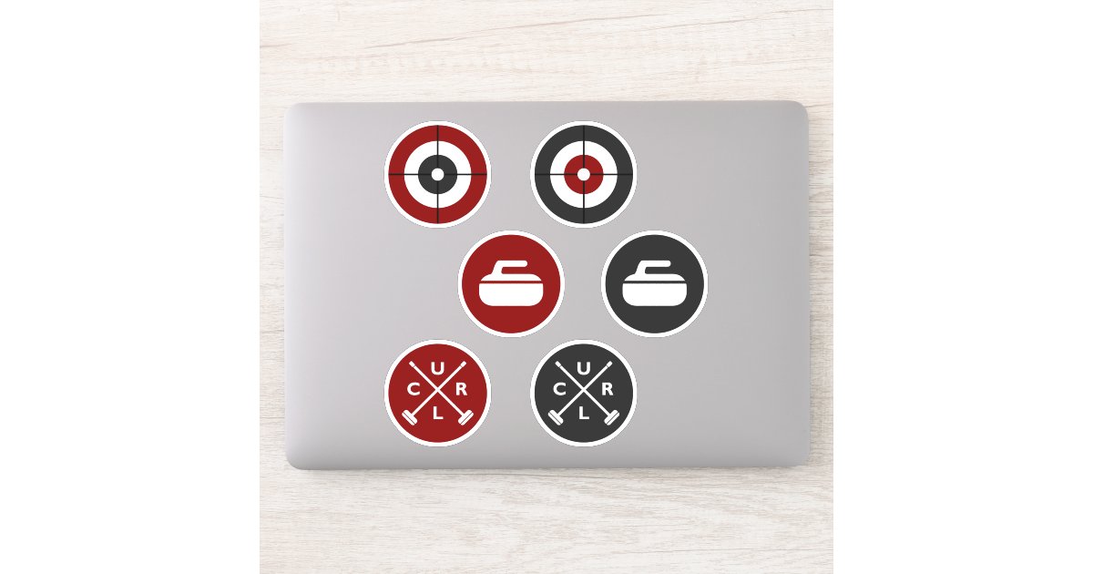 Vinyl Curling Stickers - Red/Charcoal | Zazzle