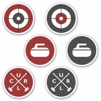 Vinyl Curling Stickers - Red/Charcoal | Zazzle