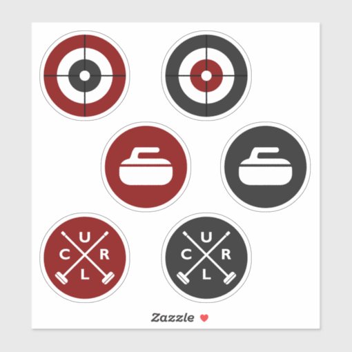 Vinyl Curling Stickers - Red/Charcoal | Zazzle
