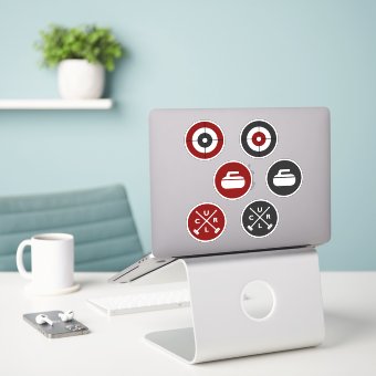 Vinyl Curling Stickers - Red/Charcoal | Zazzle