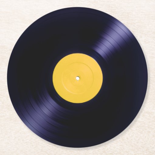 Vinyl disc retro old times style cover round paper coaster | Zazzle