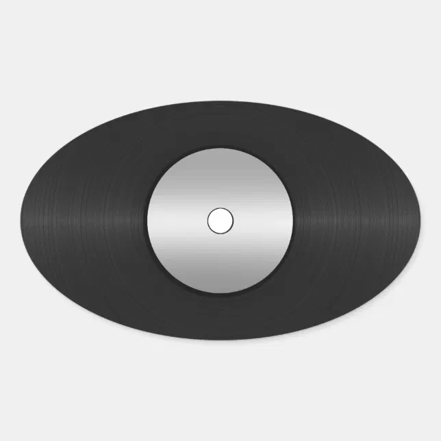 Vinyl-Look LP Record Oval Sticker | Zazzle