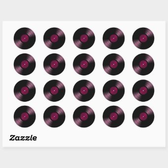 Vinyl Record Album in Pink Classic Round Sticker | Zazzle