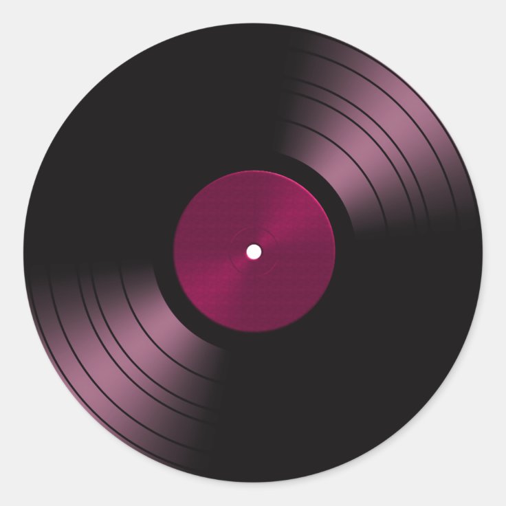 Vinyl Record Album in Pink Classic Round Sticker | Zazzle