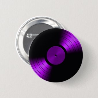 Vinyl Record Album in Purple 60s 70s 80s Pinback Button | Zazzle