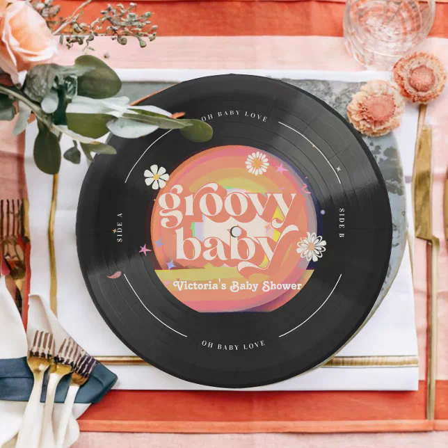 Vinyl Record Baby Shower Paper Plates | Zazzle