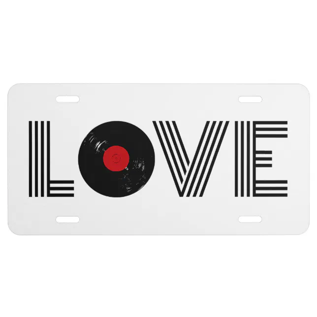 Vinyl record love license plate | Zazzle
