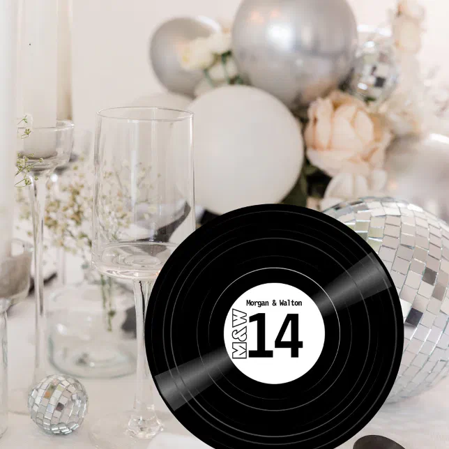 Vinyl Record Monogram Photo Table Number - White | Zazzle
