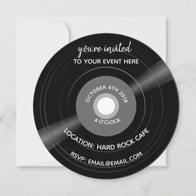 vinyl record music invite birthday wedding invite | Zazzle