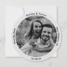 Vinyl Record Photo Save the Date Soft Grey | Zazzle