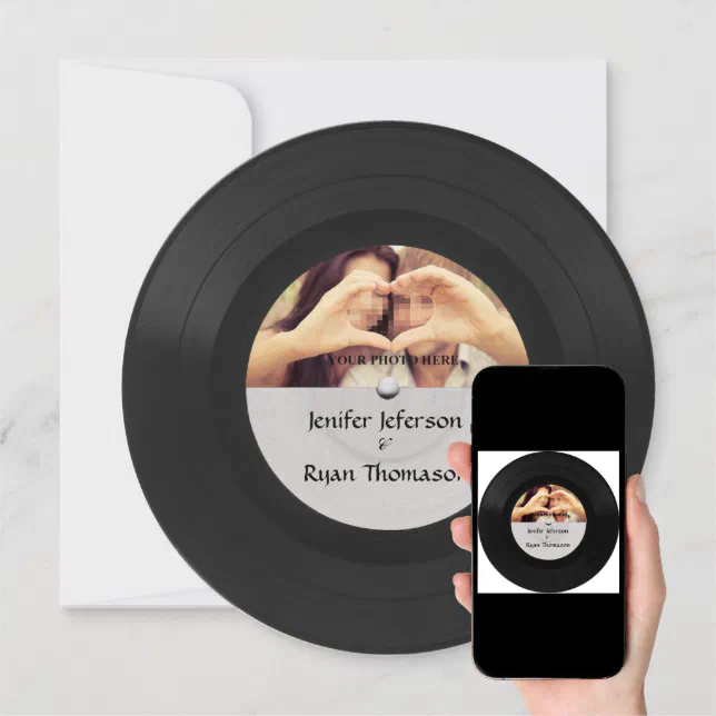 vinyl record photo wedding Invitation | Zazzle