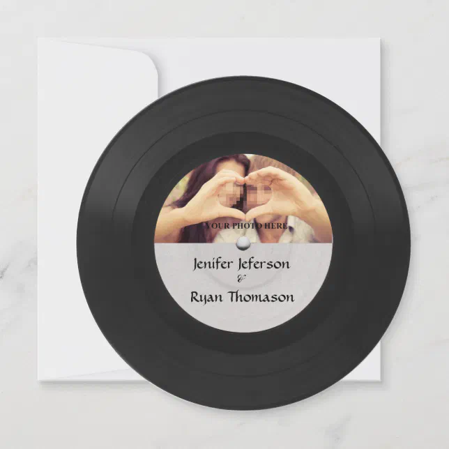 vinyl record photo wedding Invitation | Zazzle