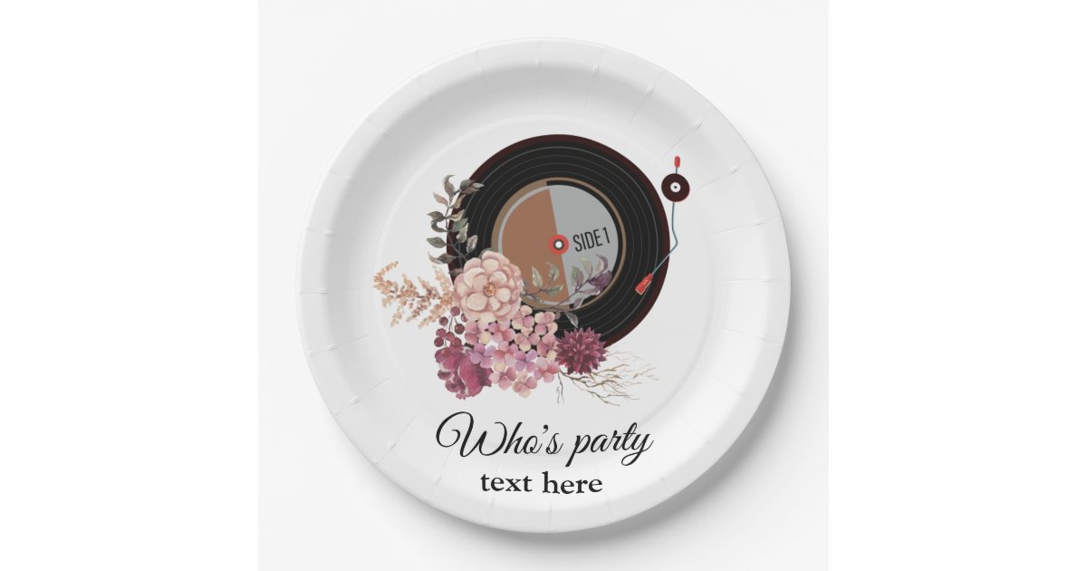 vinyl record player thank you stickers gift tags f paper plates | Zazzle