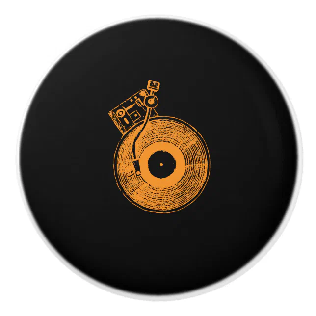 Vinyl Record Player Turntable Music Gift for DJ Ceramic Knob | Zazzle
