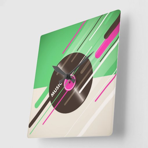 Vinyl Record Square Wall Clock | Zazzle