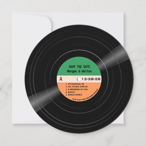 Vinyl Record Stripes Save The Date | Zazzle