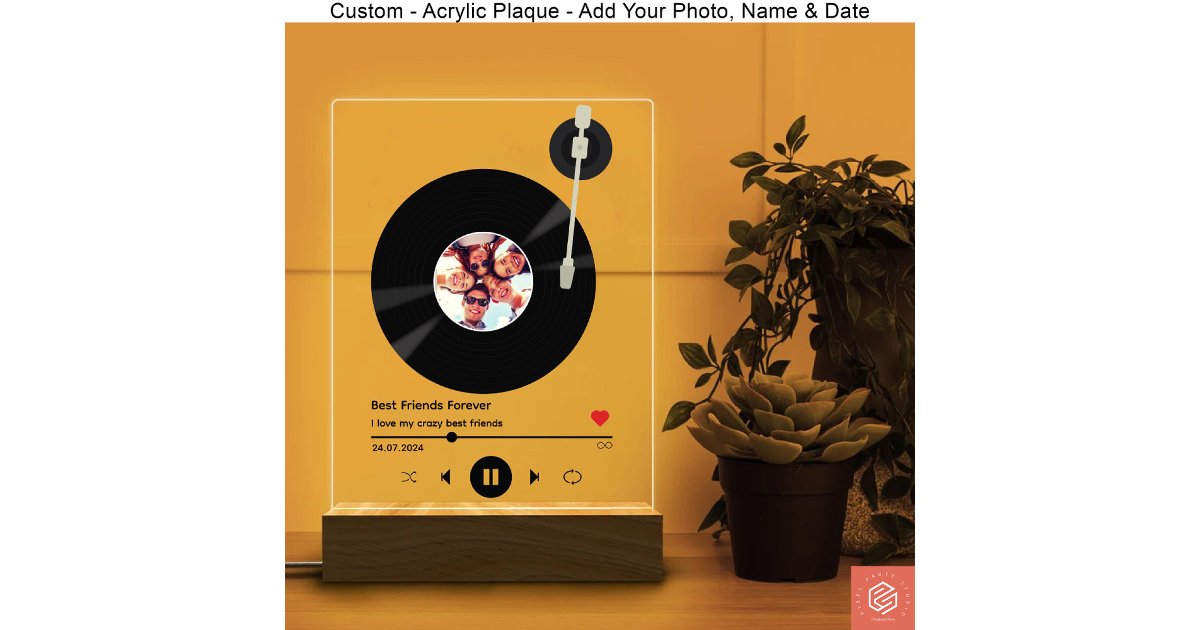 Vinyl Record with Photo | Best Friends are Family Acrylic Sign | Zazzle