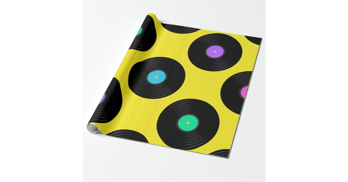 Vinyl Records Pattern Wrapping Paper | Zazzle