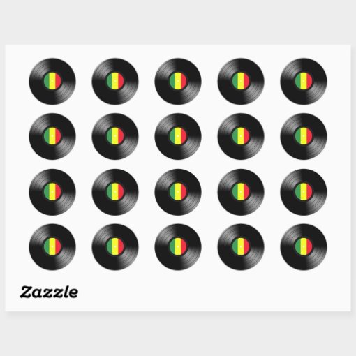 Vinyl reggae classic round sticker | Zazzle