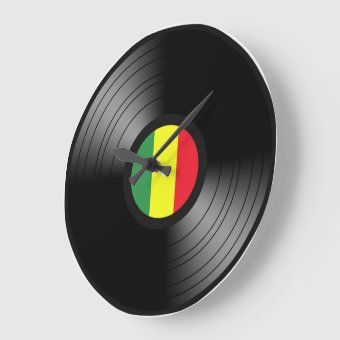 Vinyl reggae large clock | Zazzle