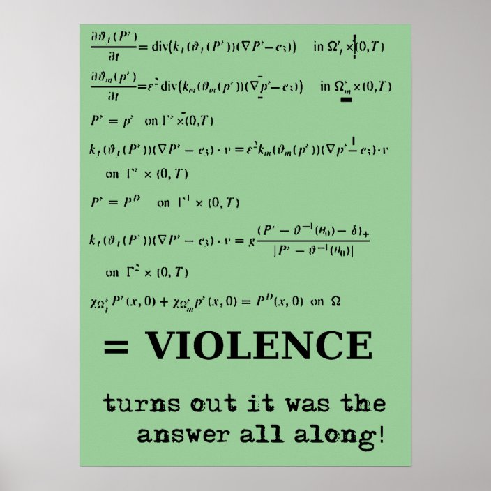 Violence Is The Answer Funny Print Poster Sign | Zazzle.com