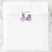 Violet Bicycle With Basket Of Flowers Classic Round Sticker | Zazzle