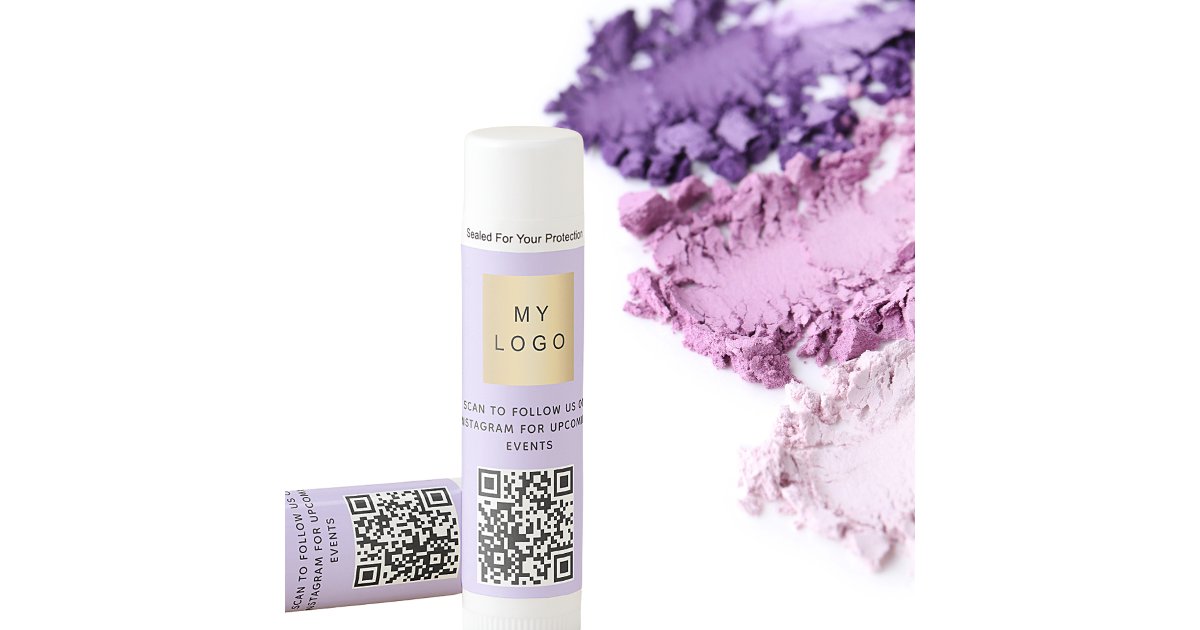 Violet business logo QR code instagram website Lip Balm | Zazzle