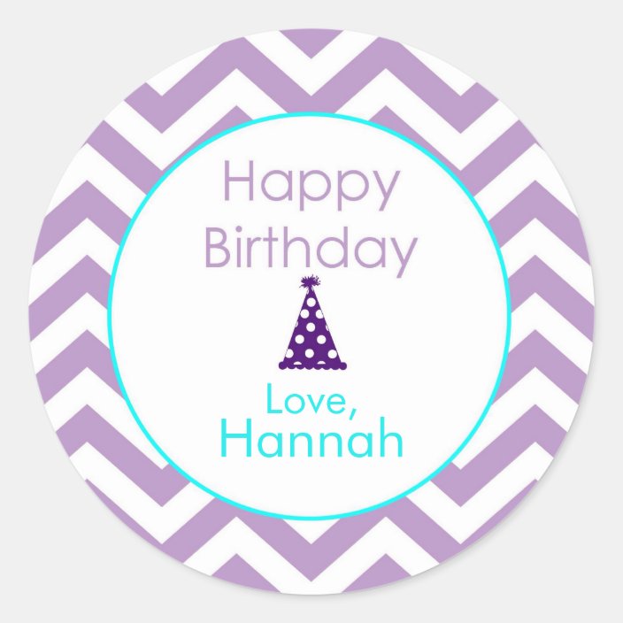 Violet Chevron Custom Happy Birthday Stickers | Zazzle.com