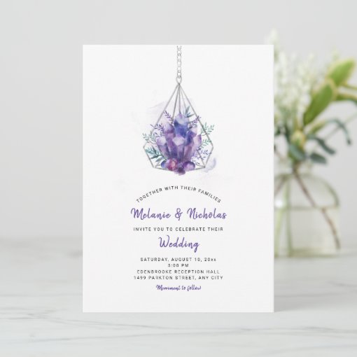 Violet Crystal Wedding Invitations, purple Invitation | Zazzle