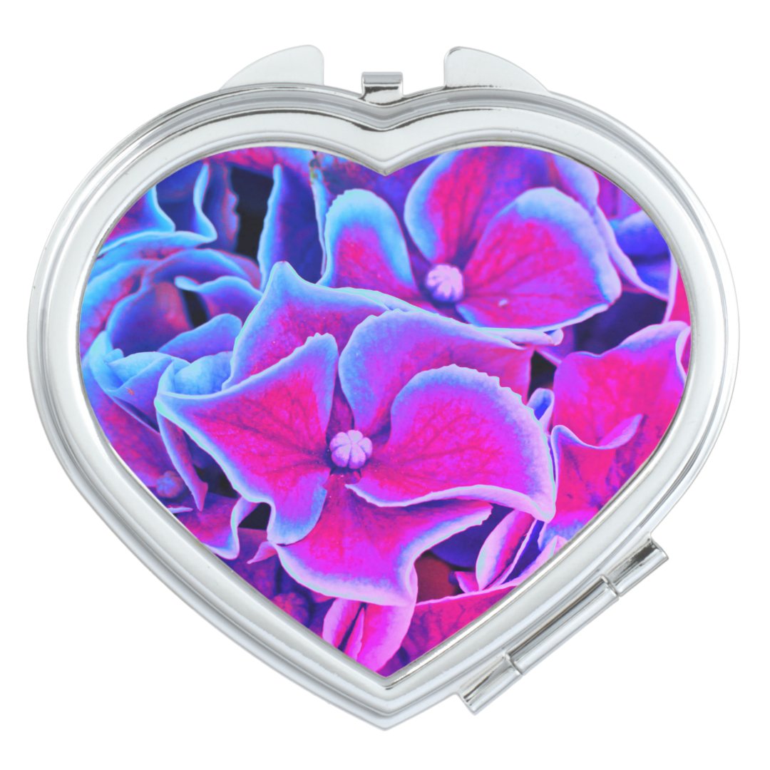 Violet Floral Heart Purse Compact Mirror | Zazzle