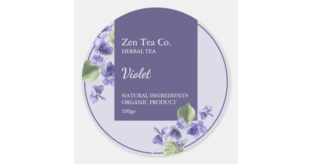 Violet Herbal Tea Business Label | Zazzle