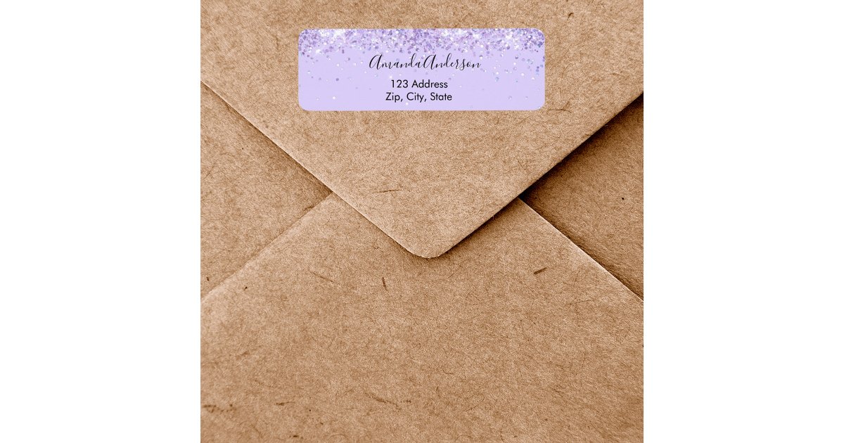 Violet lavender confetti elegant return address label | Zazzle