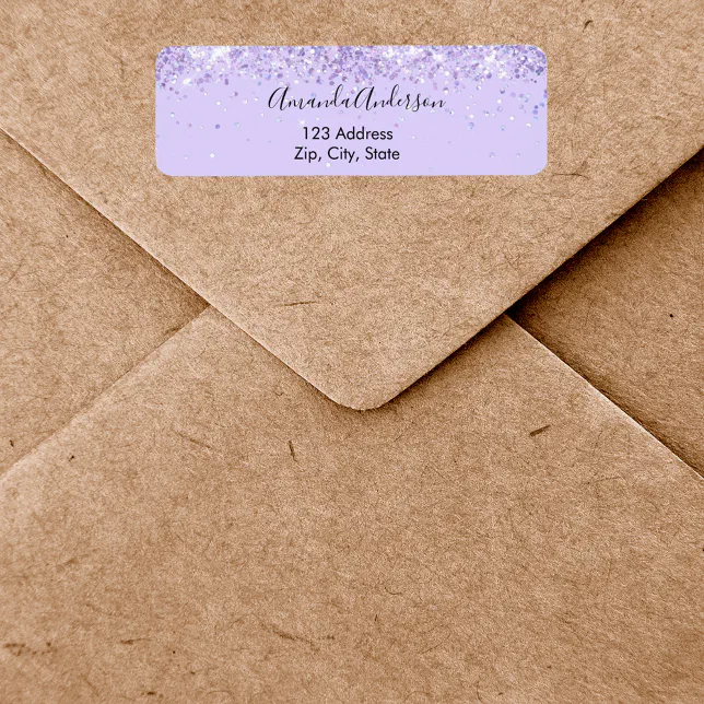 Violet lavender confetti elegant return address label | Zazzle