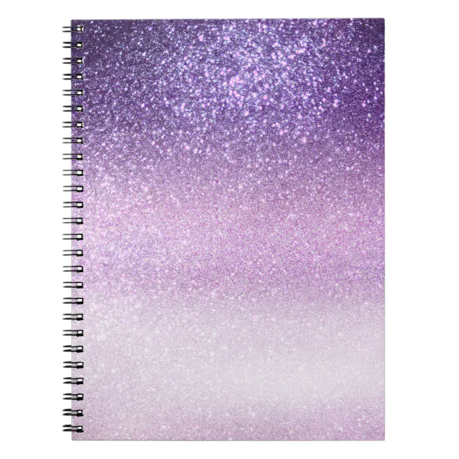 Violet Lilac Pastel Purple Triple Glitter Ombre Notebook | Zazzle