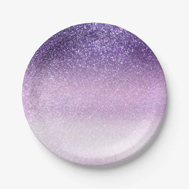 Violet Lilac Pastel Purple Triple Glitter Ombre Paper Plates | Zazzle